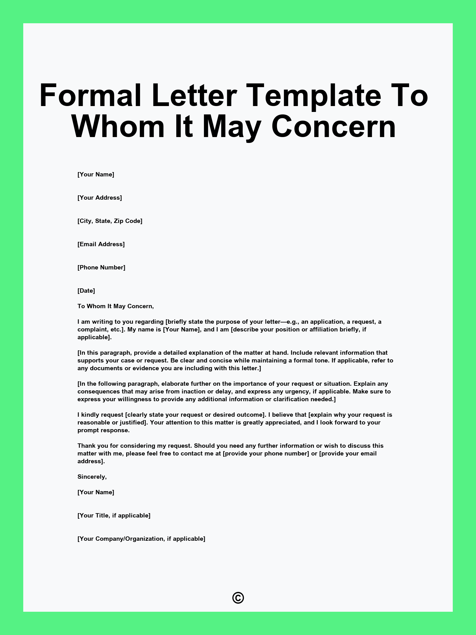 Formal Letter To Whom It May Concern